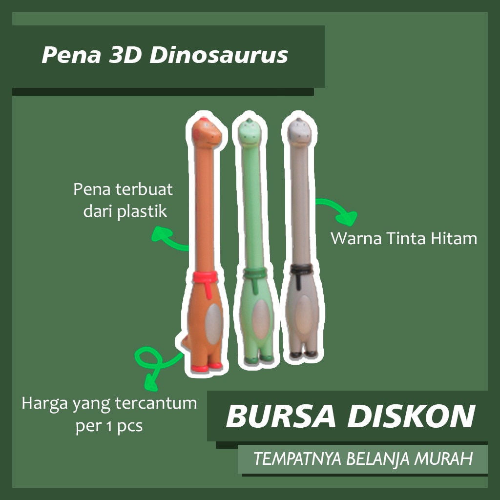 Jual Pena 3D Dinosaurus Zebra Bolpen Pulpen Animal Gelpen Karakter Zoo ...