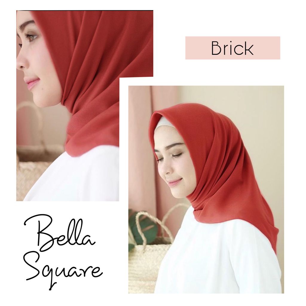 Jual Hijab Bella Square Polycotton Premium Anti Letoy | Jilbab Segiempat Polos | Kerudung ...