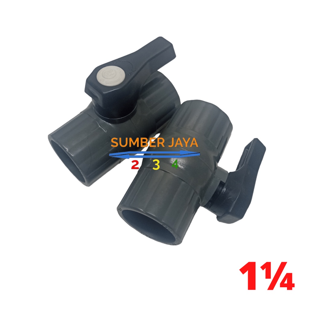 Jual STOP KRAN 1 1/4 / BALL VALVE PIPA PVC 1 PER 4 GAGANG HITAM INCH ...