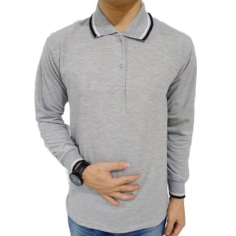 Jual KAOS Kerah Polo Lengan panjang bahan polo keren | Shopee Indonesia