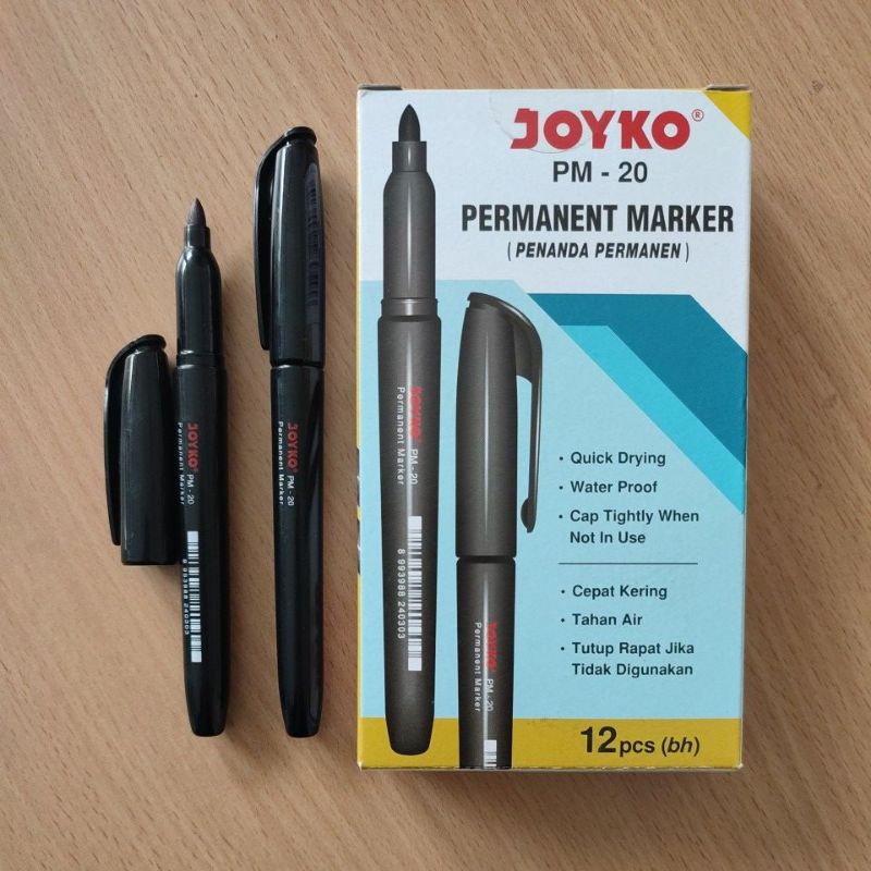 Jual Spidol Permanent Hitam Joyko PM-20 Permanent Marker Black | Shopee ...