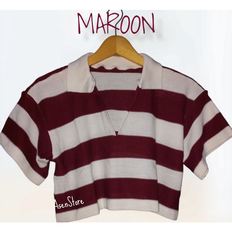 Jual AFI - EC - RJT Collar knit / korean stripped short sleeve collar ...