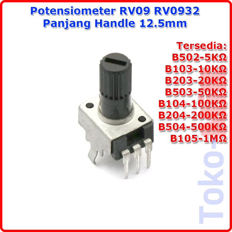 Jual RV09 Potensiometer Mono Potensio meter 3P 3 Pin Handle 12.5mm ...