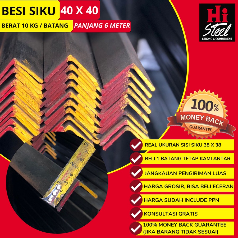 Jual Besi Siku 40 X 40 X 3.4mm X 6m | Shopee Indonesia