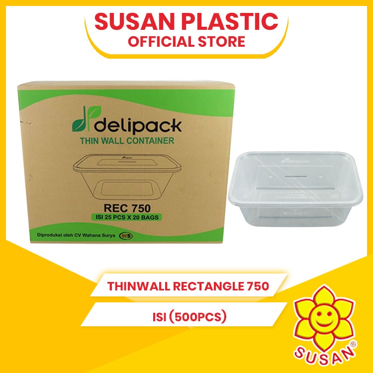Jual Susan Thinwall Rectangle 750 Kotak Makan Persegi Food