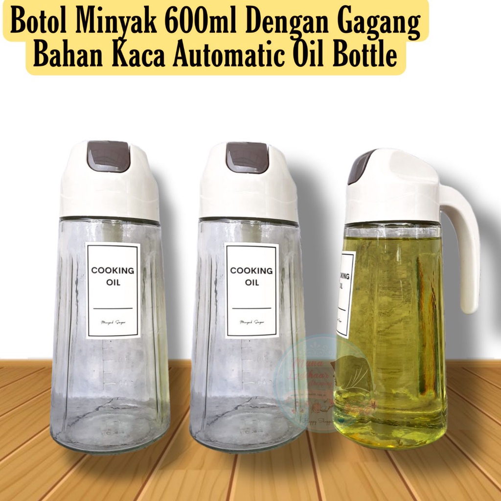 Jual Botol Minyak 600ml Dengan Gagang Bahan Kaca Automatic Oil Bottle ...