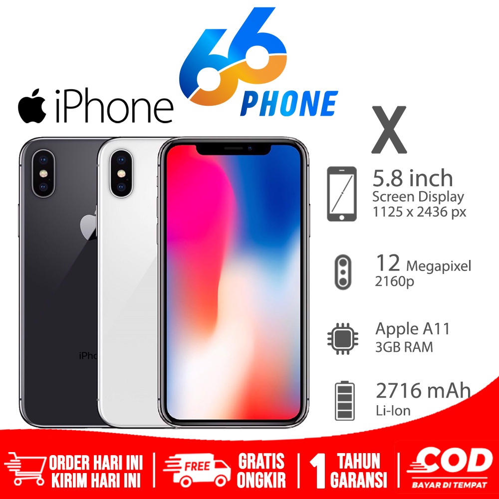 Jual iPhone X 64 /256 GB ORI 100% JAMINAN GARANSI SINYAL LIKE NEW ...