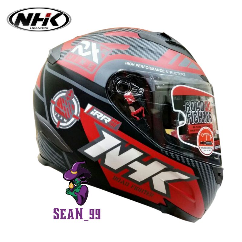 Jual HELM NHK RX9 RACER X NHK RX NINE BLACK DOFF RED DOUBLE VISOR FULL ...
