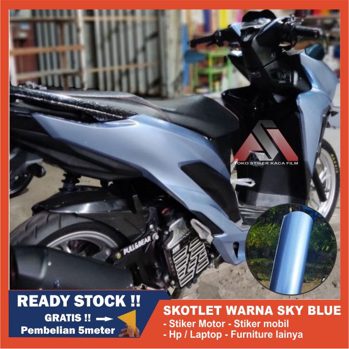 Jual Sticker Scotlite Motor Metallic Warna Sky Blue | Shopee Indonesia