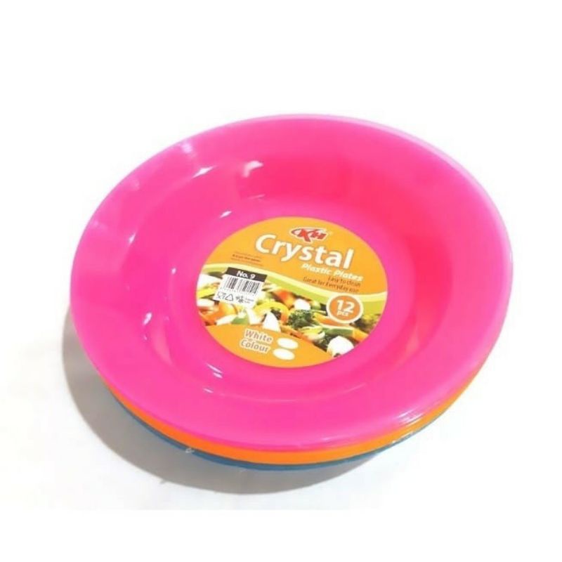 Jual CRSYAL PIRING PLASTIK 9 INCH 9" DIAMETER 22CM PIRING PLASTIK MURAH ...