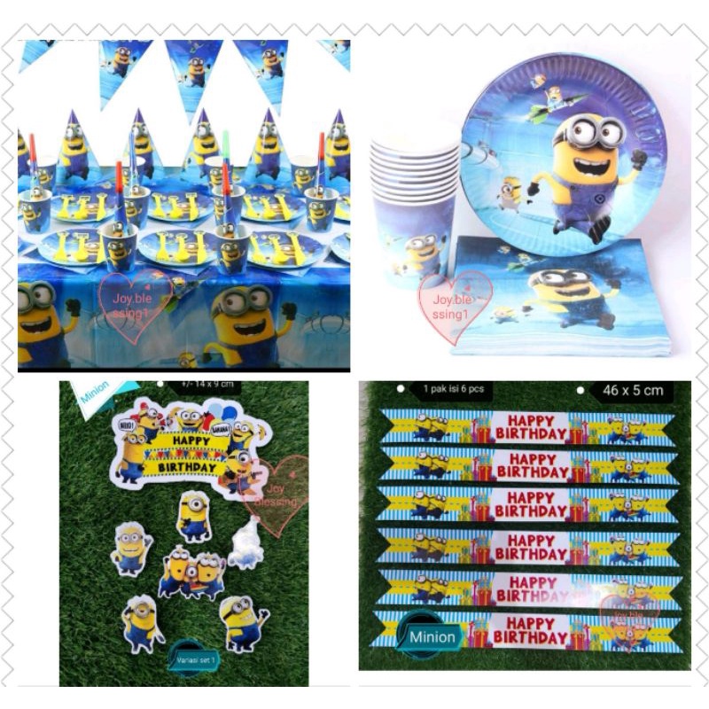 Jual PAKET DEKORASI MINIONS / PIRING CUP TOPPER BIRTHDAY MINION/PITA ...
