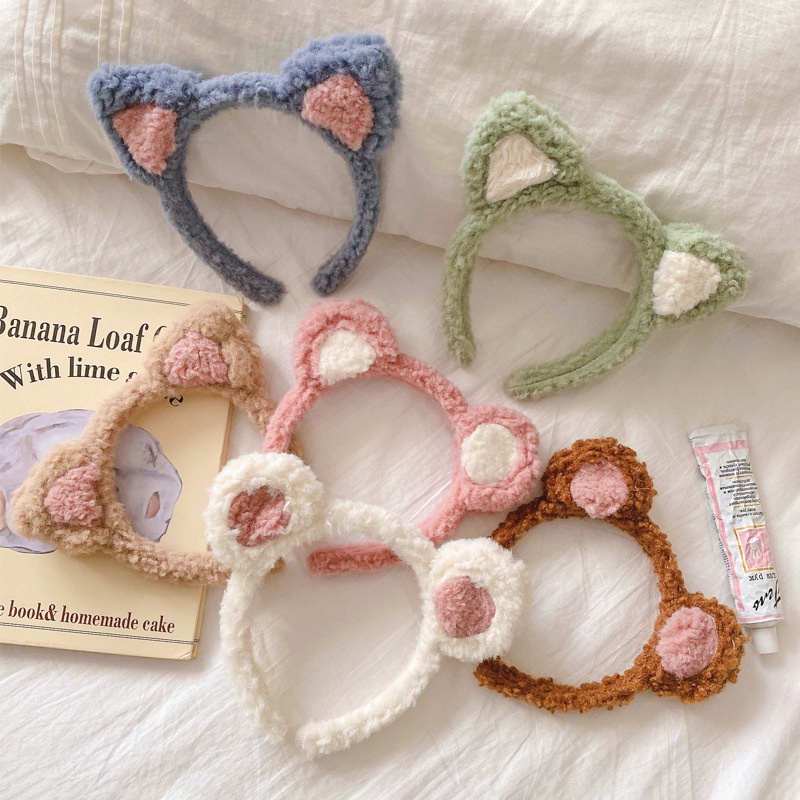 Jual Town Shell fluffy cat bear headband / bando korea kucing beruang ...
