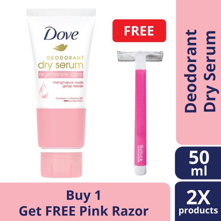 Jual Buy 1 Dove Dry Serum 50ml FREE Pink Razor | Shopee Indonesia