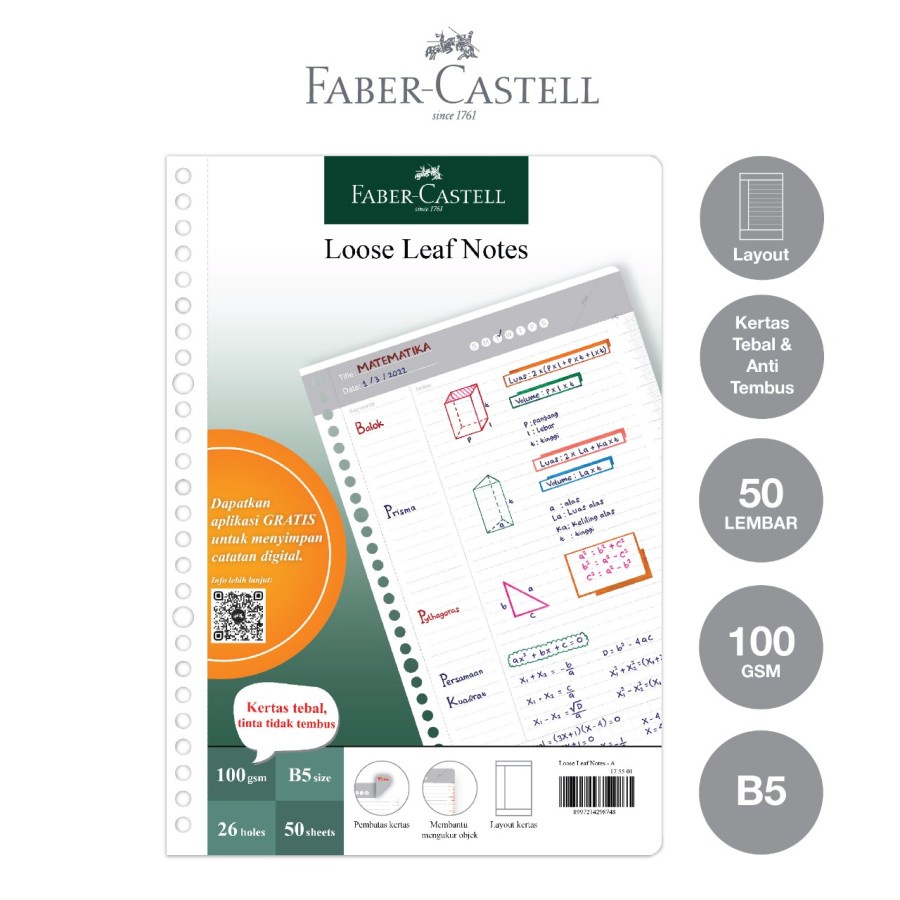 Jual Faber-Castell Kertas Loose Leaf Digital B5 Isi File 50 Lembar ...
