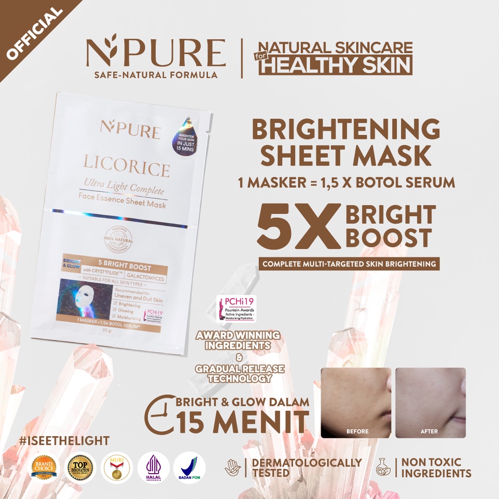 Jual NPURE Sheet Mask Licorice / Ultra Light Complete / Brightening ...