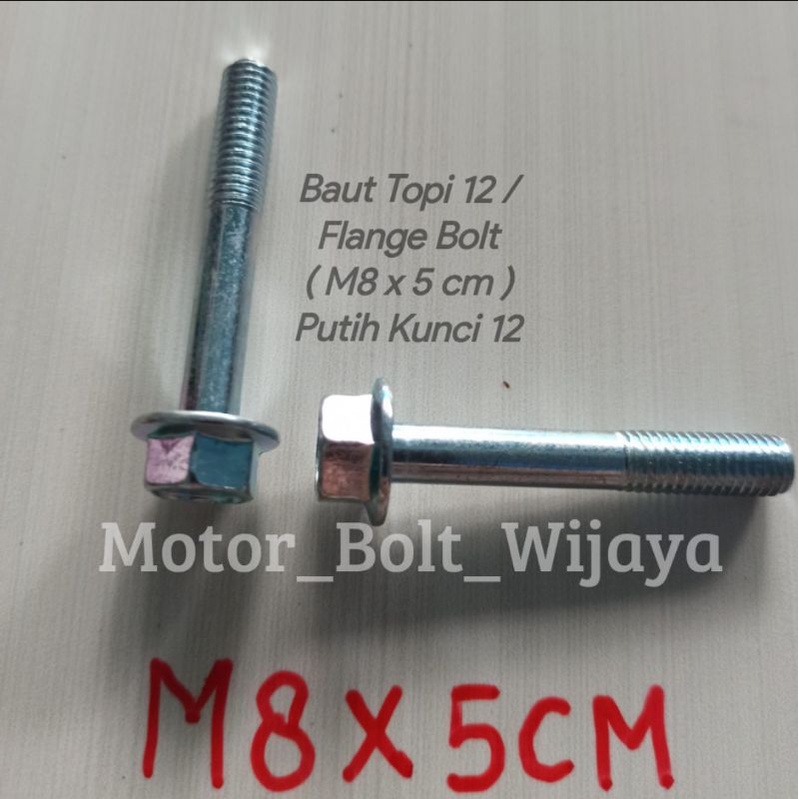 Jual Baut Topi 12 / Flange Bolt ( M8 x 5 cm ) Putih Kunci 12 Isi 1 Pcs | Shopee Indonesia