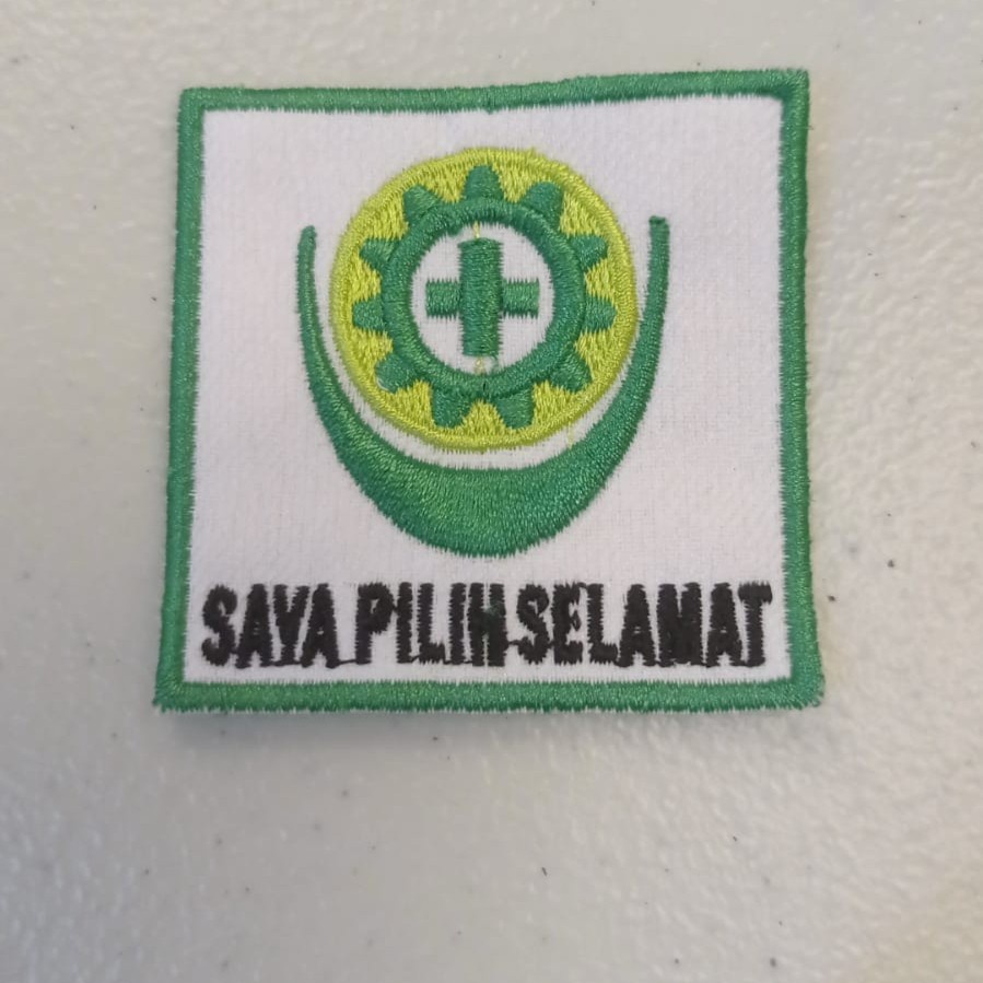 Jual bordir logo k3 - bendera indonesia - Emblem K3 SAYA PILIH SELAMAT ...