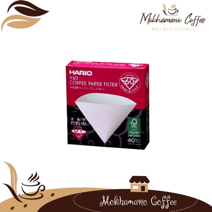 Jual Hario V60 Coffee Paper Filter / Kertas Filter Kopi VCF-01-40W ...