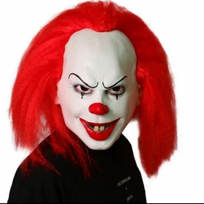 Jual TOPENG BADUT IT RAMBUT MERAH PENNYWISE HORROR CLOWN HALLOWEEN ...