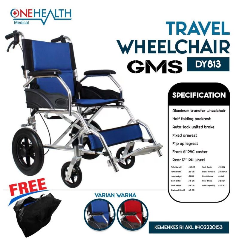 Jual Kursi Roda Traveling Onehealth Type DY813 Khusus Gojek / Kursi ...
