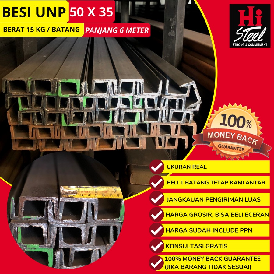 Jual Besi UNP 50 X 35 X 2.2mm X 6m | Shopee Indonesia