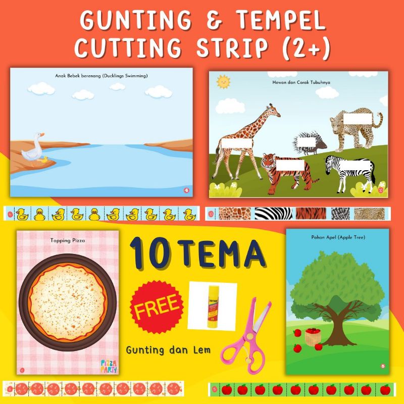 Jual Worksheet Menggunting & Menempel untuk pemula/ Cutting Strips ...