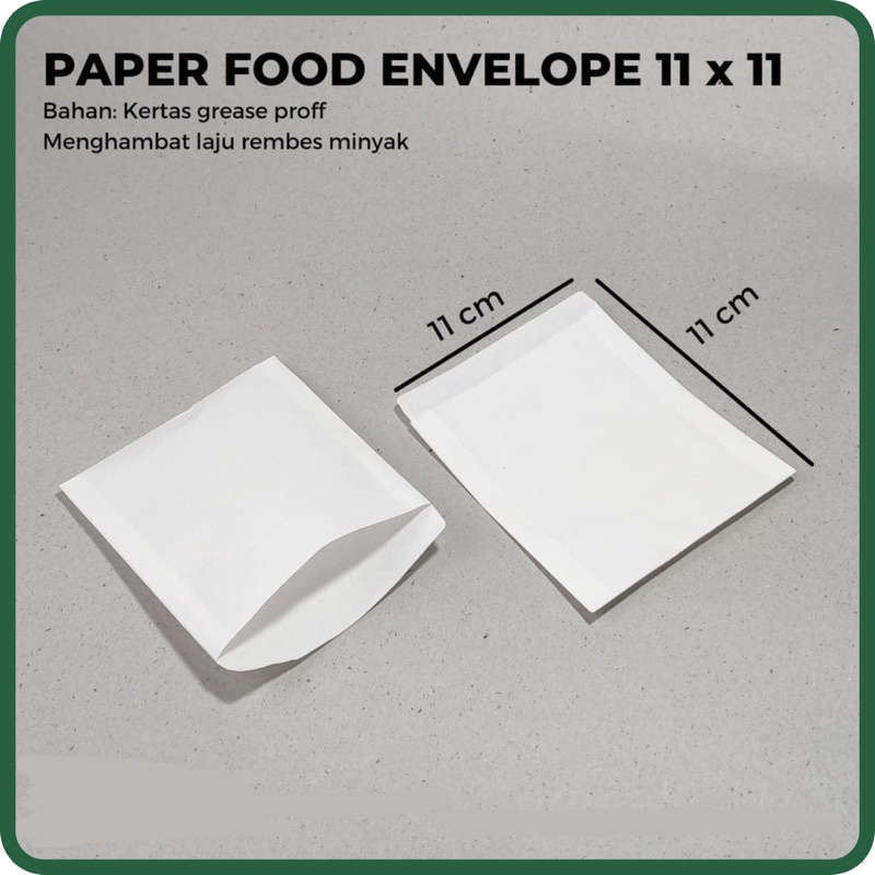 Jual PAPER FOOD BAG ENVELOPE 11X11 FOODGRADE PUTIH (1 pak isi 20pc ...