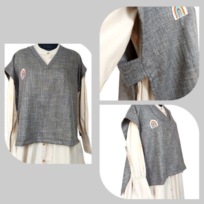Jual Vest V Neck | Rompi Vest Wanita | korean style | Shopee Indonesia