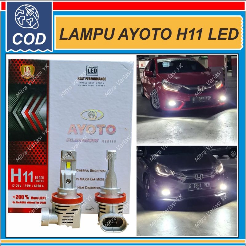 Jual LAMPU LED FOGLAMP SUPER TERANG MOBIL AYOTO H11 ORIGINAL SINAR PUTIH 70 WATT / SEPASANG ...