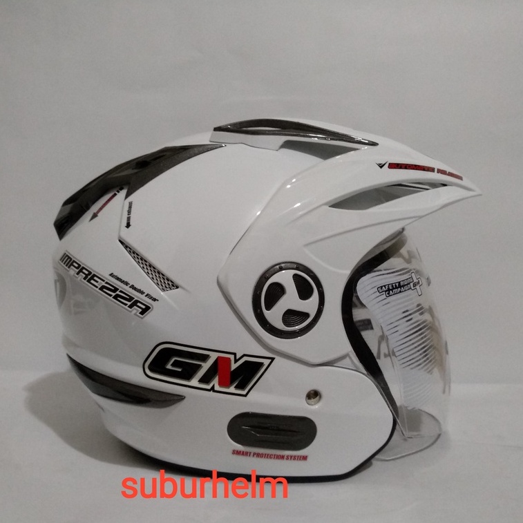 Jual HELM GM NEW IMPREZZA SOLID WHITE DOUBLE VISOR HALF FACE ORI | Shopee Indonesia
