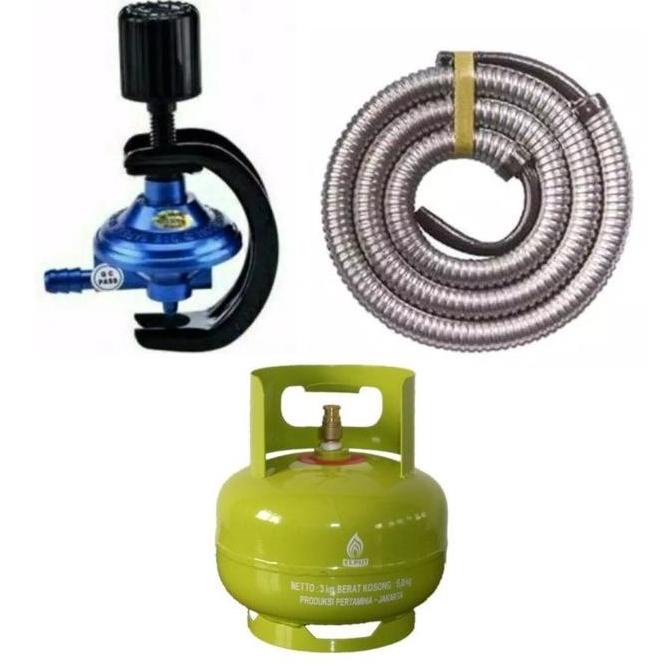 Jual DESTEC REGULATOR GAS DENGAN SELANG GAS & TABUNG GAS ELPIJI 3 KG ...
