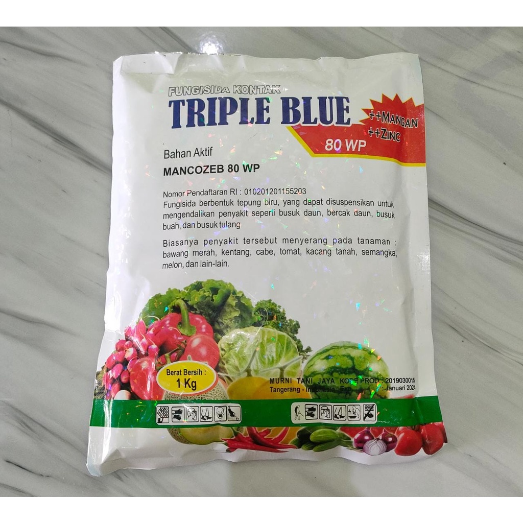 Jual Triple Blue 80wp mancozeb biru 80% 1kg | Shopee Indonesia