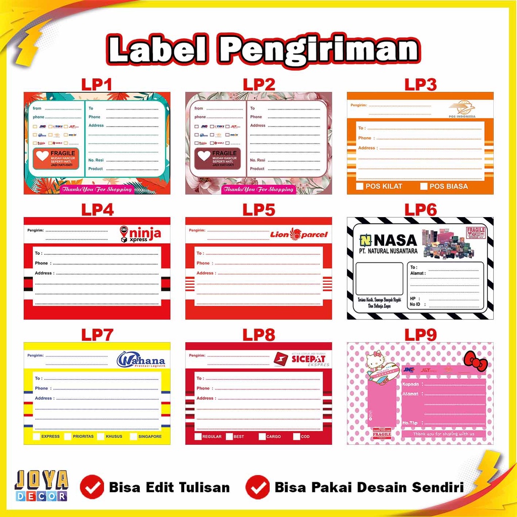 Jual Cetak Stiker Label Pengiriman, Custom Label Pengiriman Olshop LP ...
