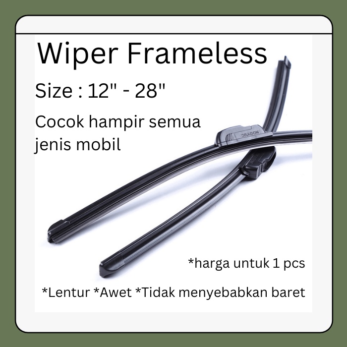 Jual Wiper Mobil Frameless 12 14 16 17 18 19 20 21 22 24 26 28 Inch ...