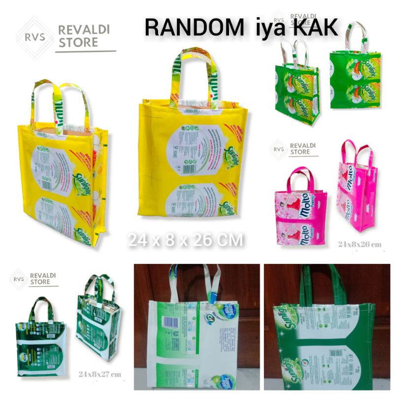 Jual TAS DAUR ULANG/TAS BELANJA MOTIF (RANDOM) | Shopee Indonesia