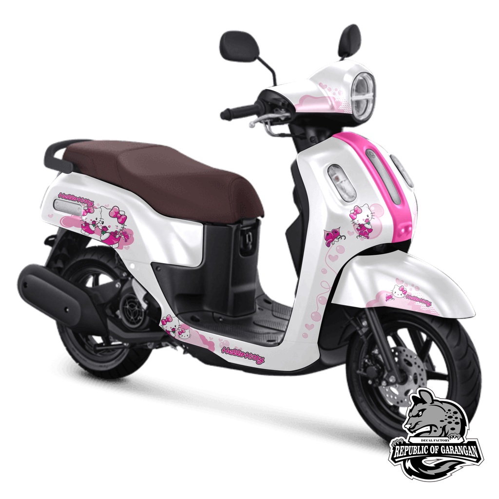 Jual sticker decal yamaha fazzio full body costum sticker hello kitty ...