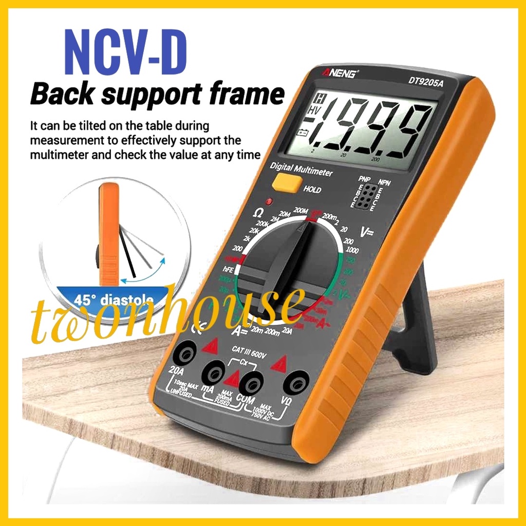 Jual Multimeter Digital Avometer Multitester NCV DT9205A-3Multimeter ...