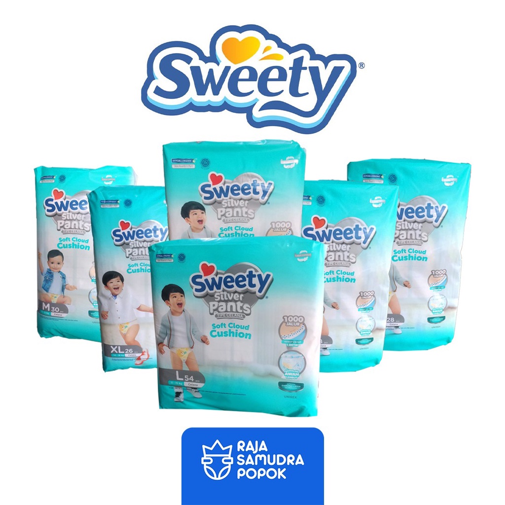 Jual SWEETY SILVER PANTS ( NBS-40 S66, M60, L54, XL44, XL44, XXL32 ...