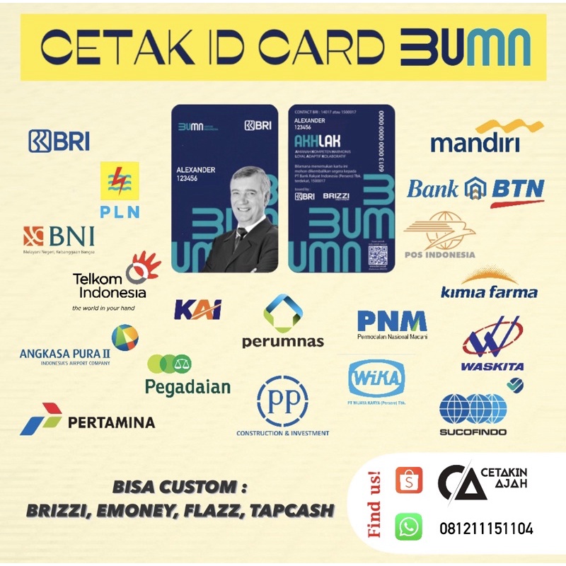 Jual Nametag ID Card BUMN BRIZZI FLASH EMONEY || Nametag BRI || Nametag ...