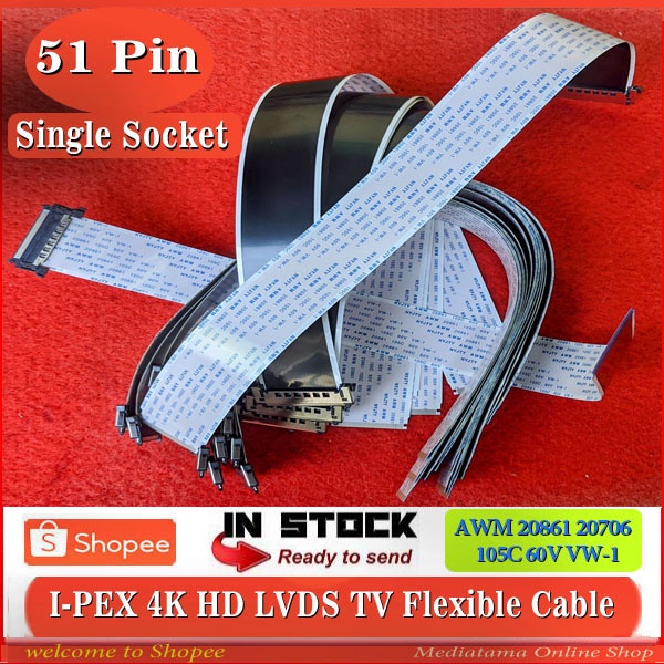 Jual Single Socket 51pin Screen Line/I-PEX 4k HD LVDS TV LCD/LED Flexible Cable AWM 20861 20706 ...
