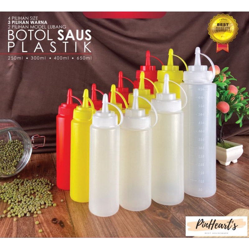 Jual BOTOL KECAP SAUS / MAYONAISE + TUTUP DENGAN BAHAN PLASTIK TEBAL UKURAN 650ML, 400ML, 300ML ...