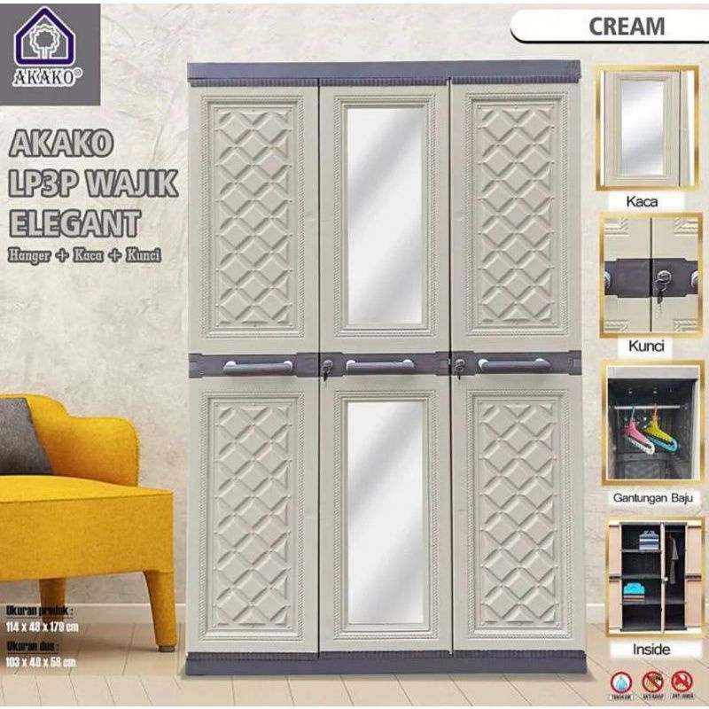 Jual lemari akako elegant wajik 3 pintu LPEW3P | Shopee Indonesia