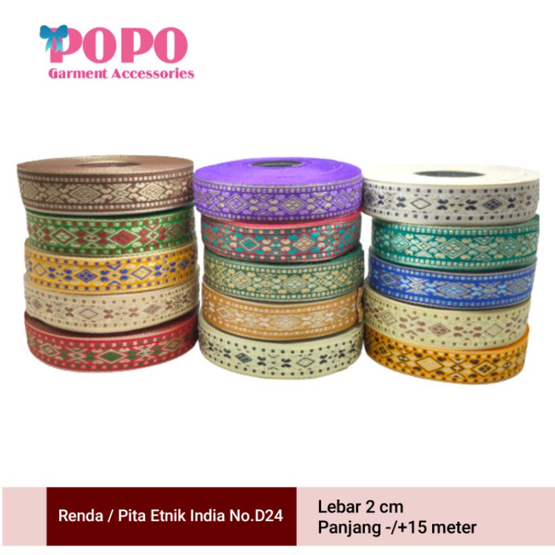 Jual PITA/RENDA INDIA / ETNIK NO.D24 LEBAR 2 CM | Shopee Indonesia