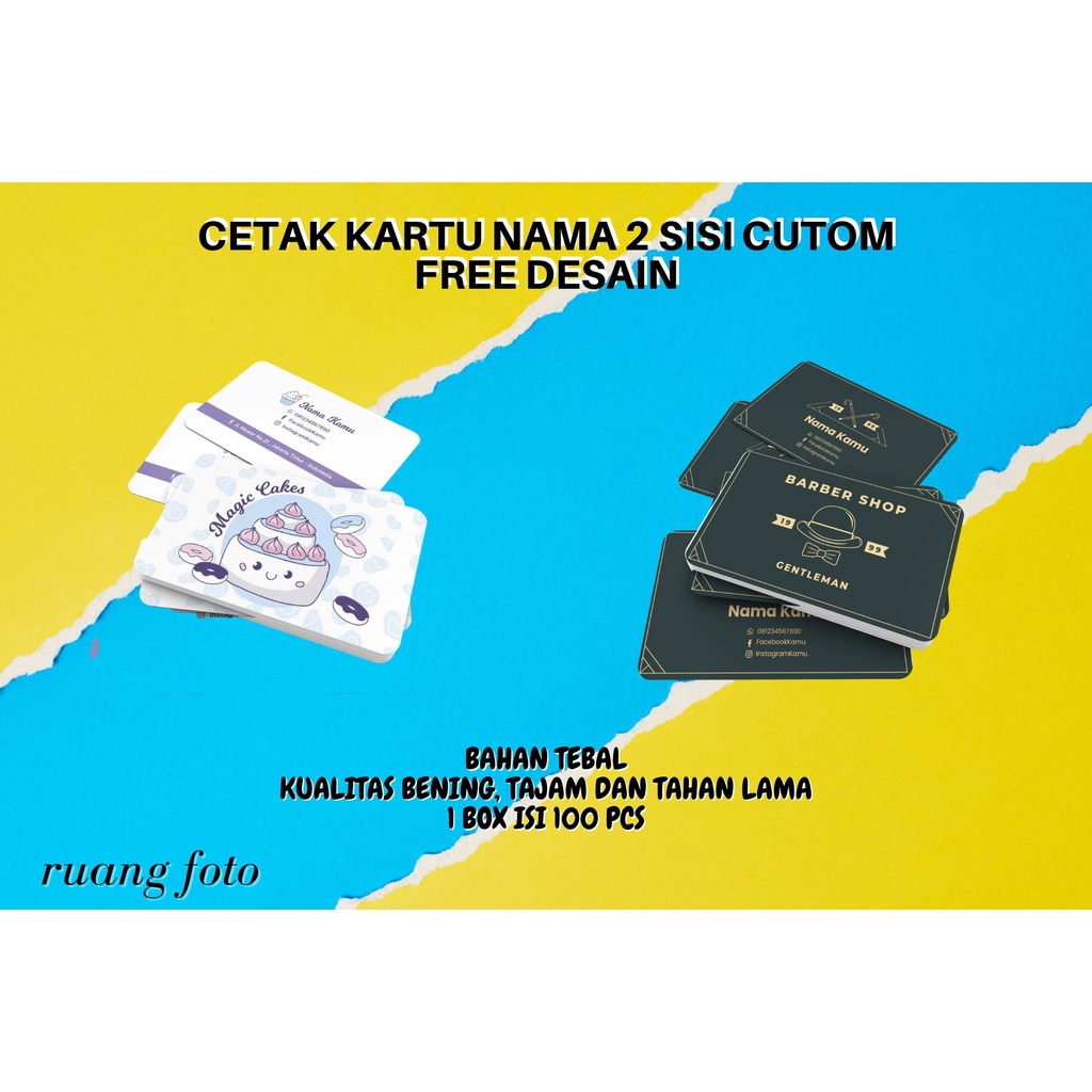 Jual Cetak Kartu Nama 2 sisi Full Color free desain | Shopee Indonesia