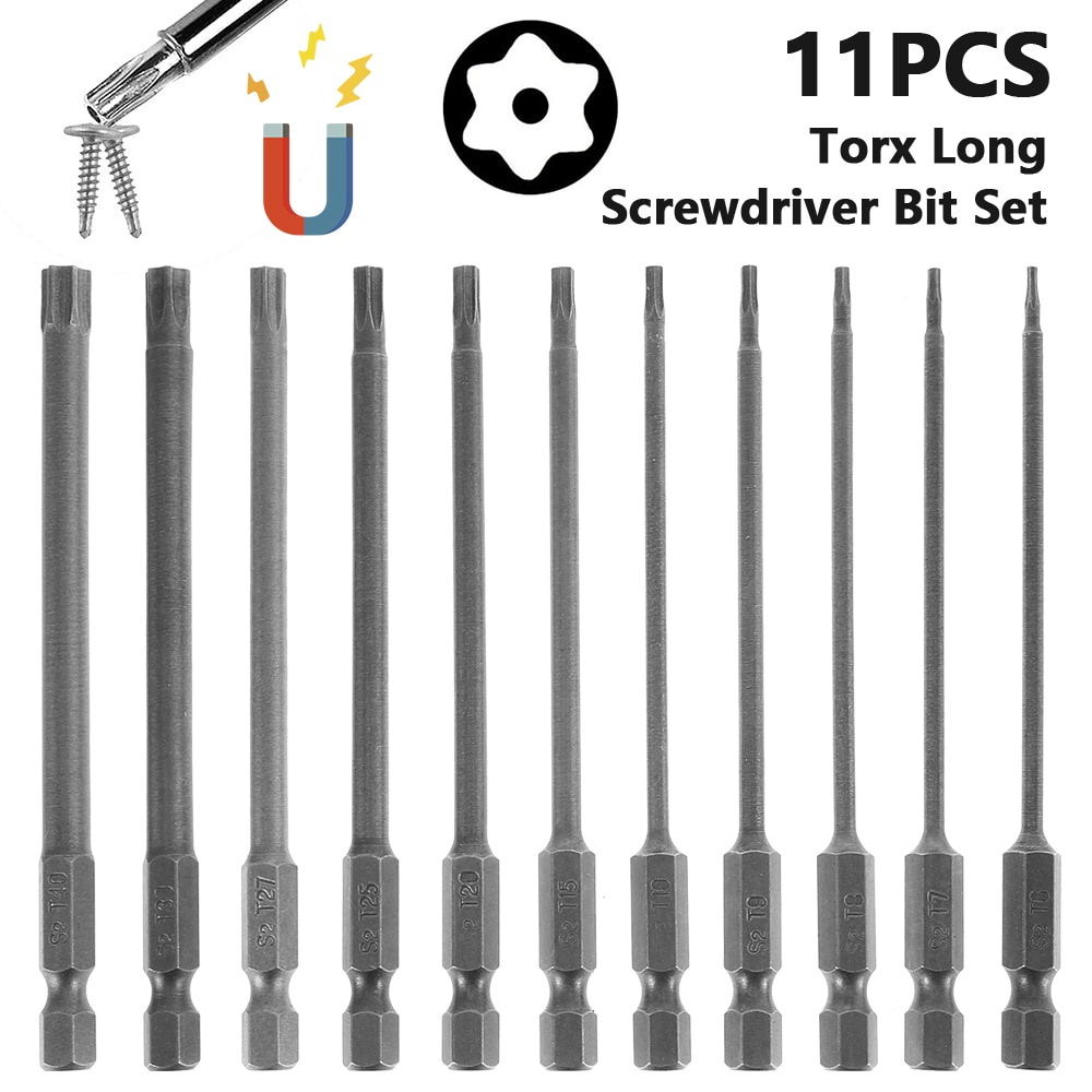 Jual PREORDER 11 Buah/Set 100Mm Hex Torx Obeng Bit S2 Baja Paduan 100Mm ...