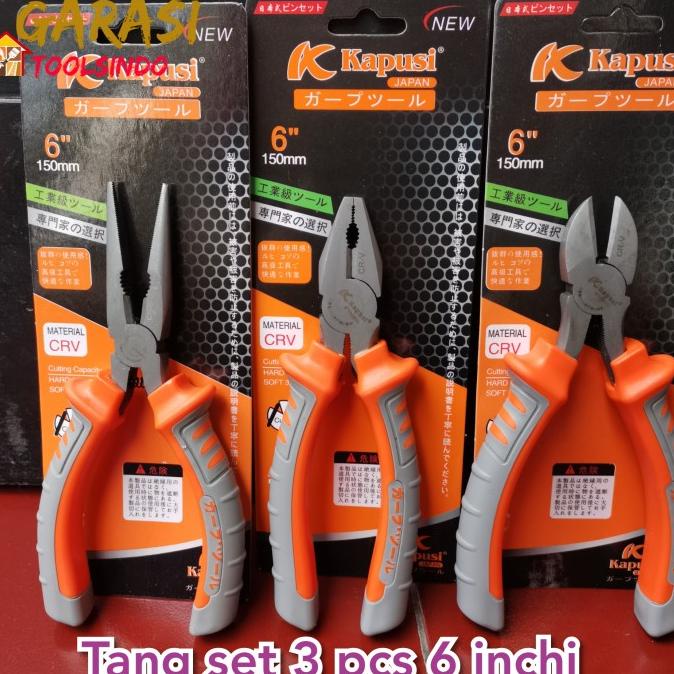 Jual Tang Set 3 Pcs 6" Kapusi Japan Tech Tang Potong Tang Lancip Kombinasi | Shopee Indonesia