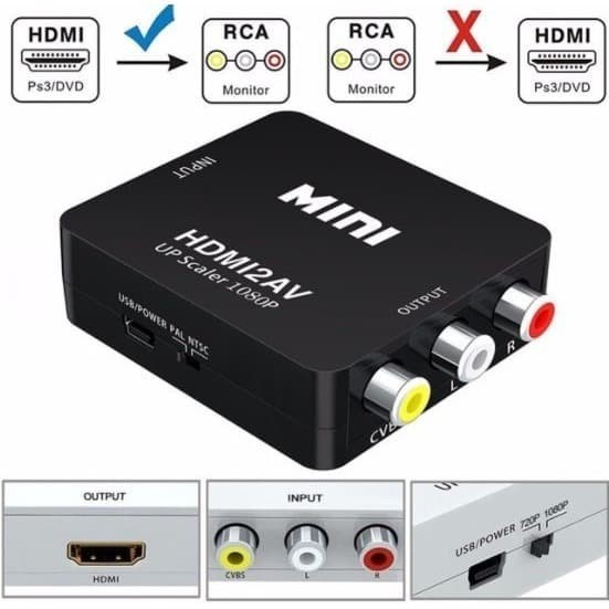 Jual HDMI to AV RCA Converter Adapter MINI HDMI2AV ADAPTER MINI BOX HDMI2AV | Shopee Indonesia