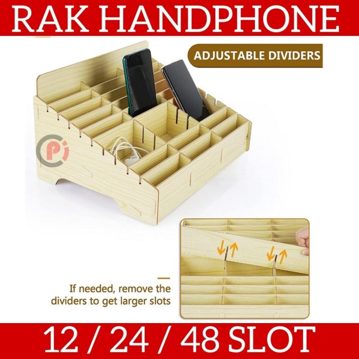 Jual Rak Penyimpanan Sparepart Tool HP Meja Kerja Model Kayu 12 24 48 ...