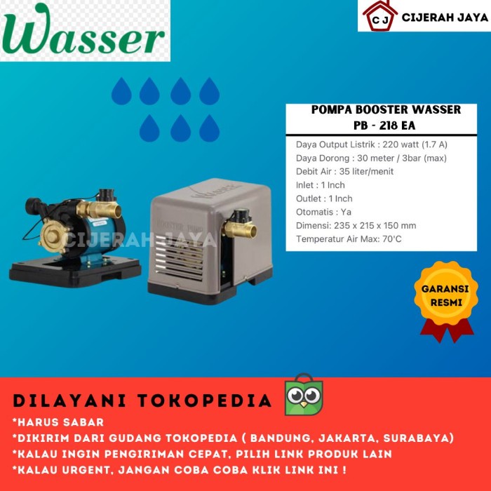 Jual Pompa Dorong Booster Pump WASSER PB-218 EA | Shopee Indonesia