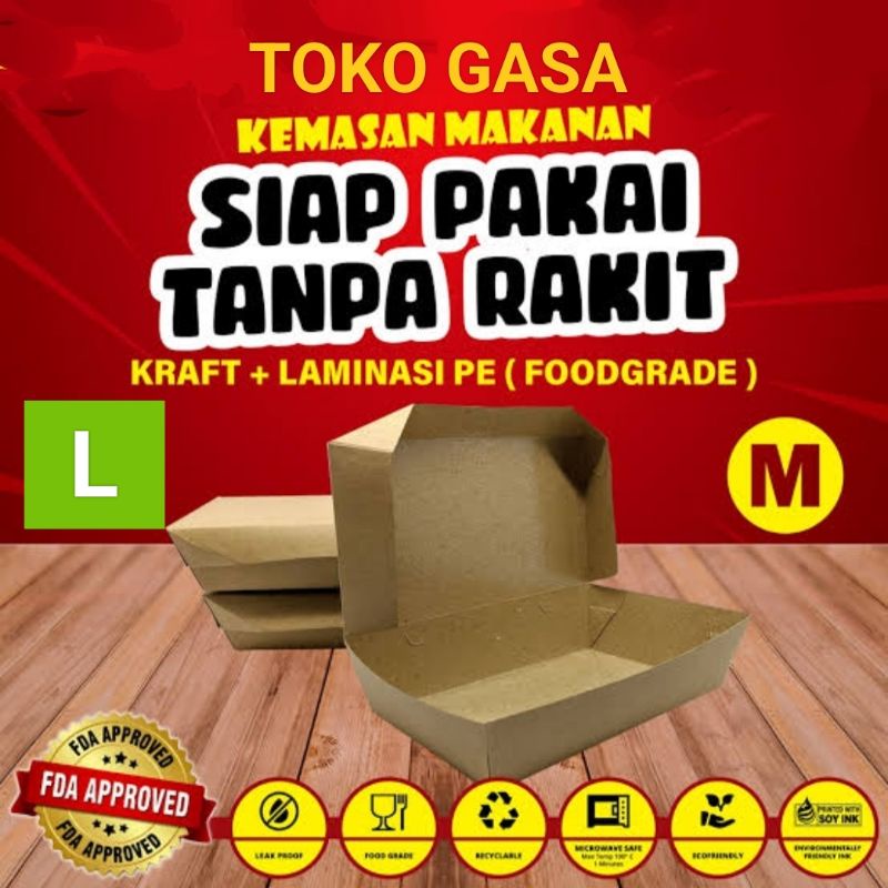 Jual paper lunch box forming craft-kraft coklat laminasi/Paper lunch ...